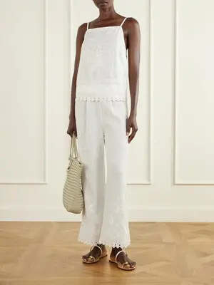 ERES Albatre Embroidered Linen Straight-leg Pants