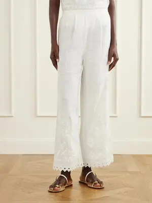 ERES Albatre Embroidered Linen Straight-leg Pants