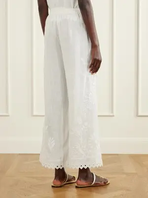 ERES Albatre Embroidered Linen Straight-leg Pants