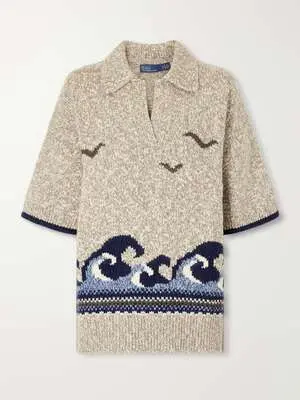 Polo Ralph Lauren Intarsia-knit Cotton And Wool-blend Sweater - Cream