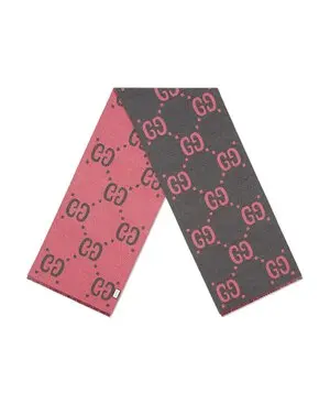 Gucci Gg Jacquard Wool Silk Scarf