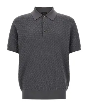 Brioni Woven Pattern Knitted Polo Shirt