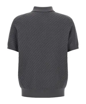 Brioni Woven Pattern Knitted Polo Shirt