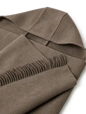 Brunello Cucinelli Hooded Fringed Scarf - Brown