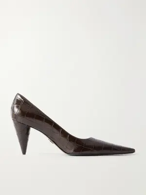 Stella McCartney Pump 80 Croc-effect Vegetarian Material Pumps - Brown