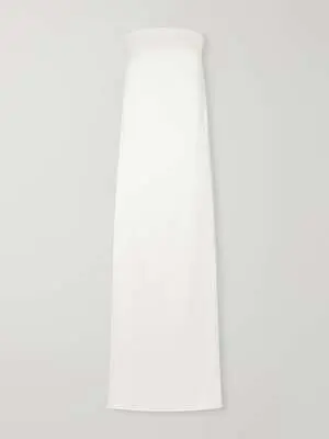 THE PARK Edith Strapless Silk-satin Maxi Dress - White
