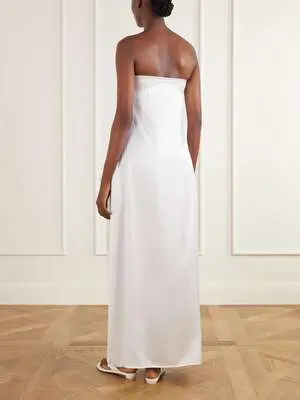 THE PARK Edith Strapless Silk-satin Maxi Dress - White