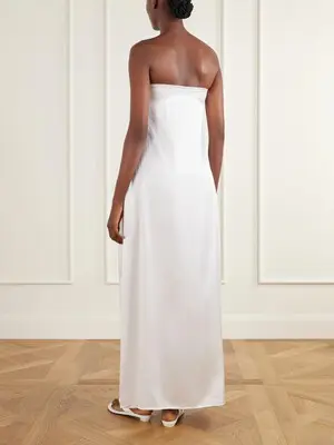 THE PARK Edith Strapless Silk-satin Maxi Dress - White