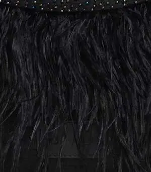 Staud Satin Feather Winslow Shoulder Bag - Black