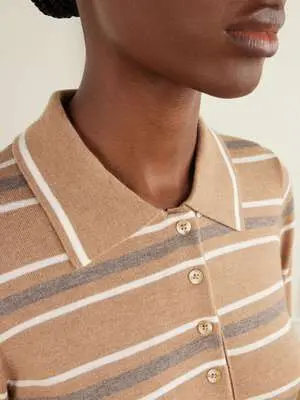 Varley Mayra Striped Knitted Polo Sweater