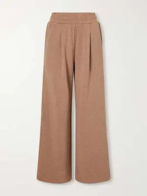 Varley The Extra Wide Leg Pleated Jersey Pants Brown