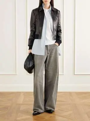 NILI LOTAN Sue Leather Jacket - Black