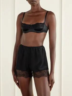 Dolce & Gabbana Lace-trimmed Silk-blend Balconette Bra