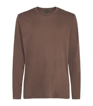 Zimmerli Sea Island Cotton Long-sleeve Pyjama T-shirt - Brown