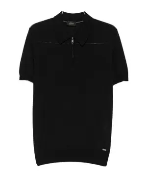 Brioni Wool Polo Shirt - Black