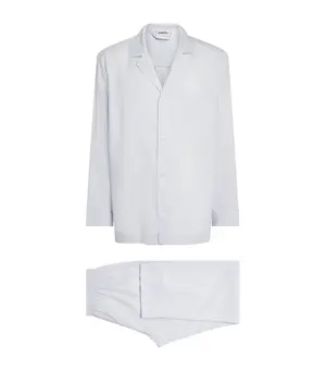 Zimmerli Stripe Sustainable Luxury Pyjama Set - Blue