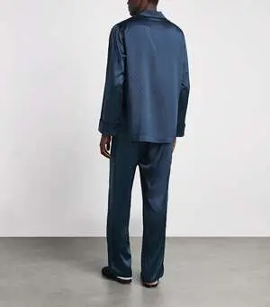 Olivia Von Halle Silk Twill Geometric Laurent Pyjama Set