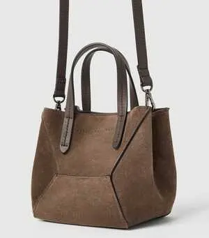 Brunello Cucinelli Mini Suede Bc Duo Tote Bag - Brown