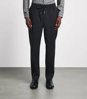 Sandro Wool-blend Drawstring Trousers - Blue