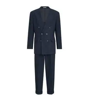 Brunello Cucinelli Wool-cashmere Prince Of Wales Check 2-piece Suit - Blue