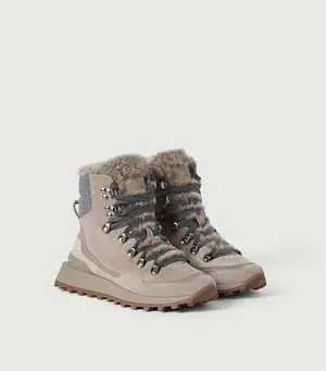 Brunello Cucinelli Suede Shearling-trim Hiking Boots - Beige