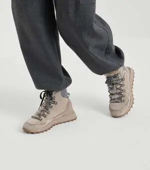 Brunello Cucinelli Suede Shearling-trim Hiking Boots