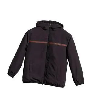 Gucci Web-stripe Hooded Jacket - Navy Blue