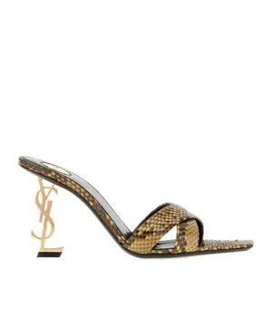 Saint Laurent Opyum Logo Heel Sandals - Brown