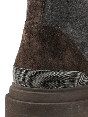 Brunello Cucinelli Monili-embellished Suede Boots - Black