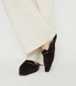 Brunello Cucinelli Shearling Flat Mules