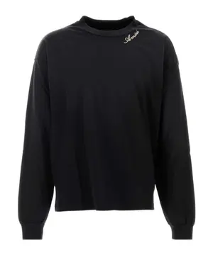 Amiri Logo-embroidered Long-sleeved Cotton T-shirt - Black