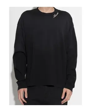 Amiri Logo-embroidered Long-sleeved Cotton T-shirt - Black