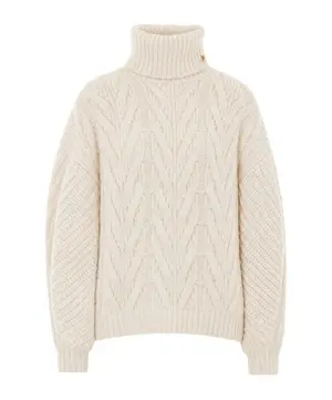 Elisabetta Franchi Cable-knit Turtleneck Sweater - White