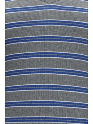 GANNI Ribbed Stripe V-neck Knitted Top