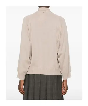 Brunello Cucinelli High Neck Knitted Jumper - Light Brown