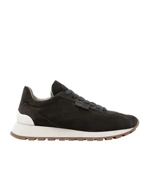Brunello Cucinelli Monili-detail Suede Sneakers - Brown