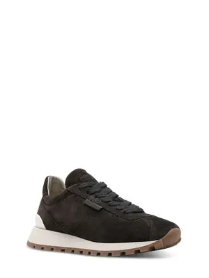 Brunello Cucinelli Monili-detail Suede Sneakers - Brown