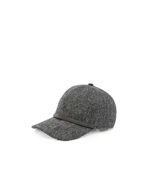 Brunello Cucinelli Monili-embellished Tweed Baseball Cap - Grey