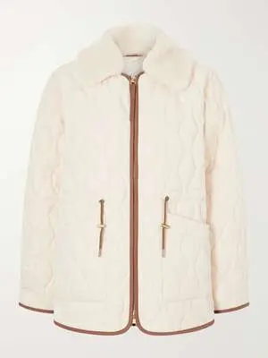 Varley Bartley Plush-trimmed Padded Quilted Shell Jacket - Off-white
