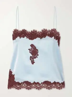 DÔEN Avelaine Lace-trimmed Silk-satin Cami - Blue