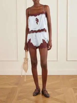 DÔEN Avelaine Lace-trimmed Silk-satin Cami