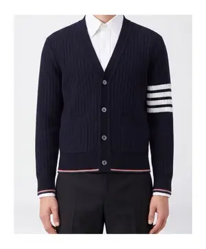 Thom Browne Ribbed V-neck Cardigan