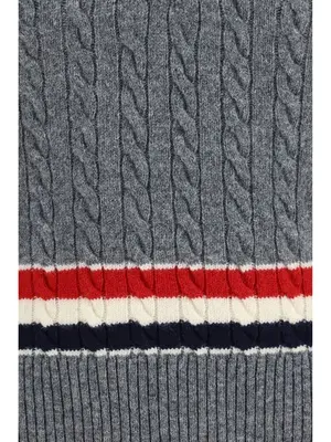 Thom Browne Cable-knit Cricket V-neck Vest - Medium Gray