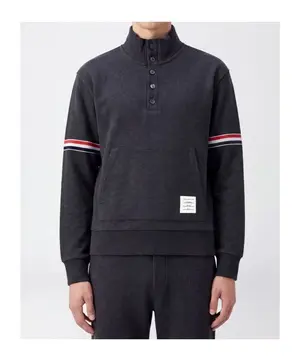 Thom Browne Buttoned High-neck Sweatshirt - Grey