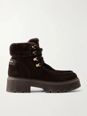 Bogner Turin 10 Suede And Wool-trimmed Ankle Boots Brown
