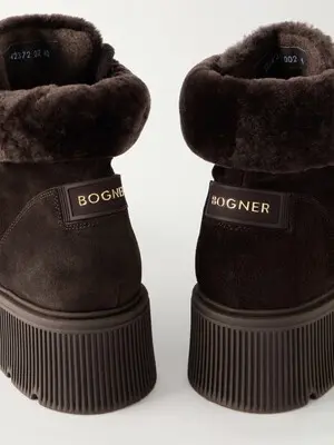 Bogner Turin 10 Suede And Wool-trimmed Ankle Boots - Brown