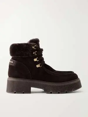 Bogner Turin 10 Suede And Wool-trimmed Ankle Boots - Dark Brown