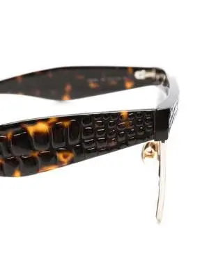 Alaïa Croc-effect Tortoiseshell-shell Sunglasses - Black
