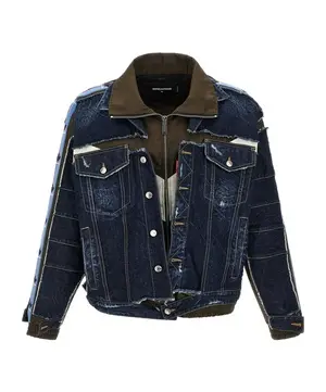 Dsquared2 Front Zip-up Denim Jacket - Navy Blue