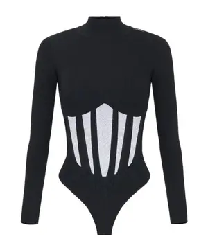 Elisabetta Franchi Color-block Long-sleeve Bodysuit